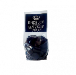 Zakje drop "EINDE JOB VOOR JOU EEN ZAKJE DROP".